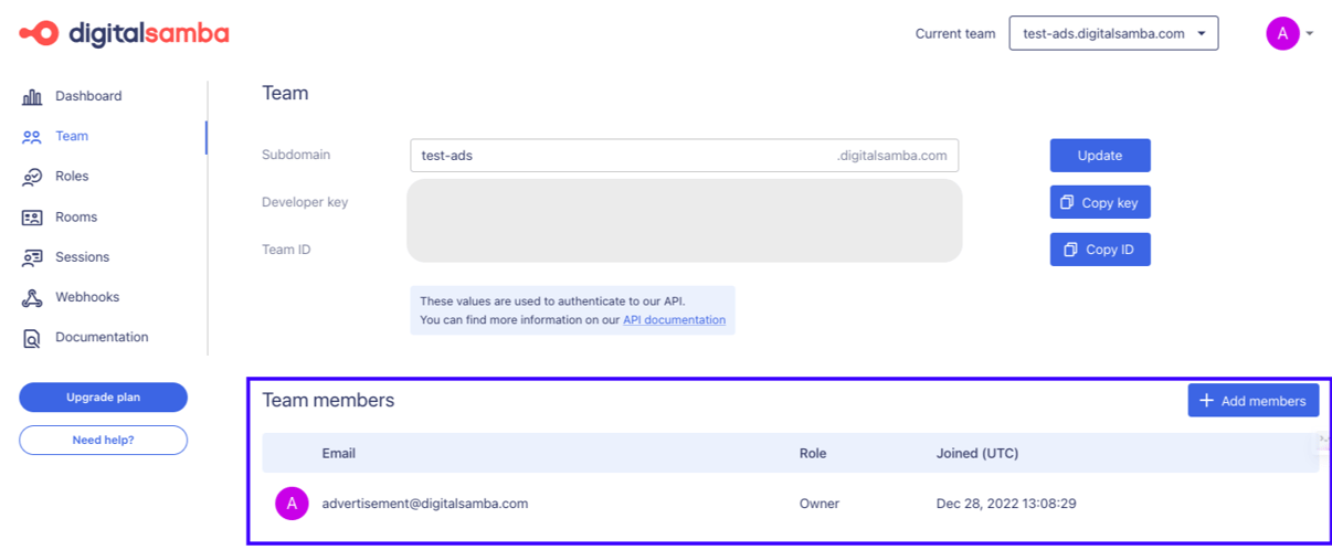 How to Configure Your Team Settings with the Digital Samba Developer API